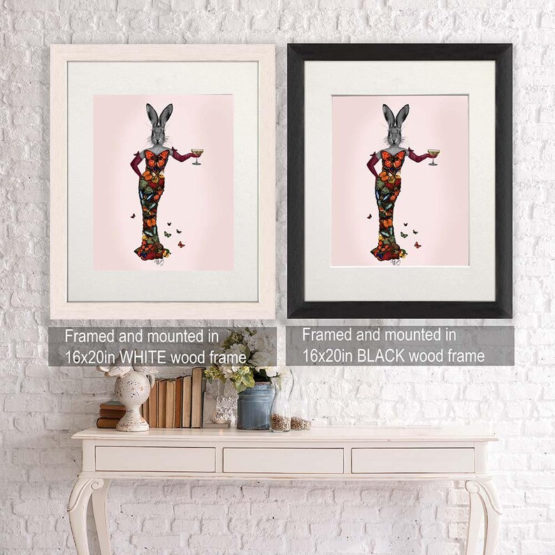 Rabbit Print Rabbit in Butterfly Dress Rabbit Art Print - Etsy