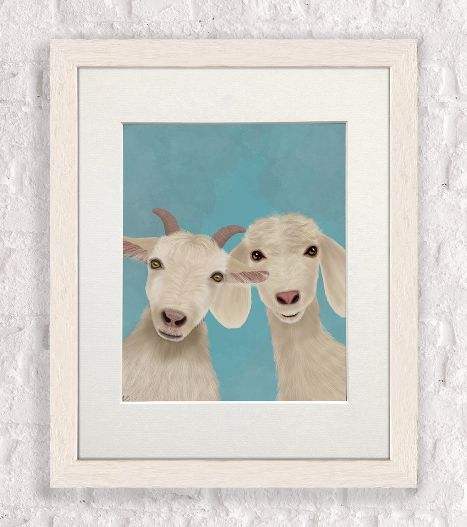 Painting of Goats Goat Duo Looking at You Goat Art Print | Etsy