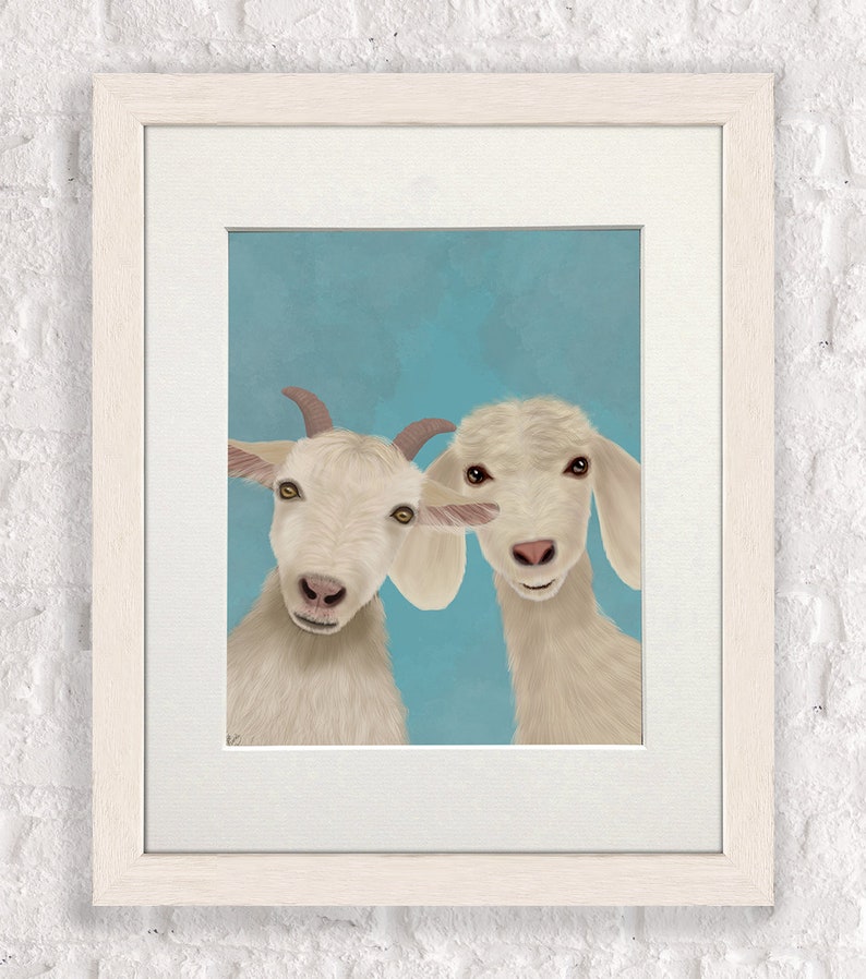 Painting of Goats Goat Duo Looking at You Goat Art Print | Etsy