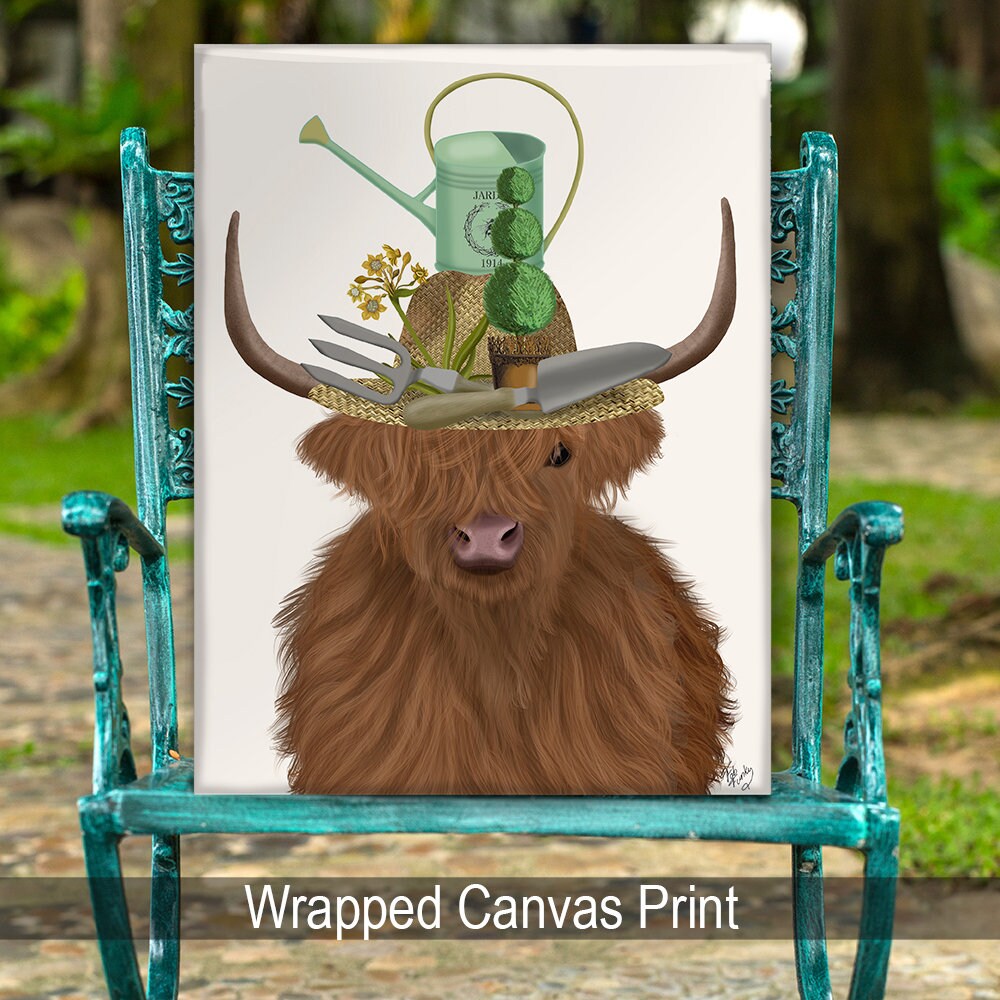 Cow lovers gift Highland Cow Gardeners Hat Cow poster | Etsy