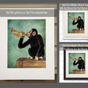 Jungle Nursery Print - Monkey Playing Trumpet - Artwork for Children ...