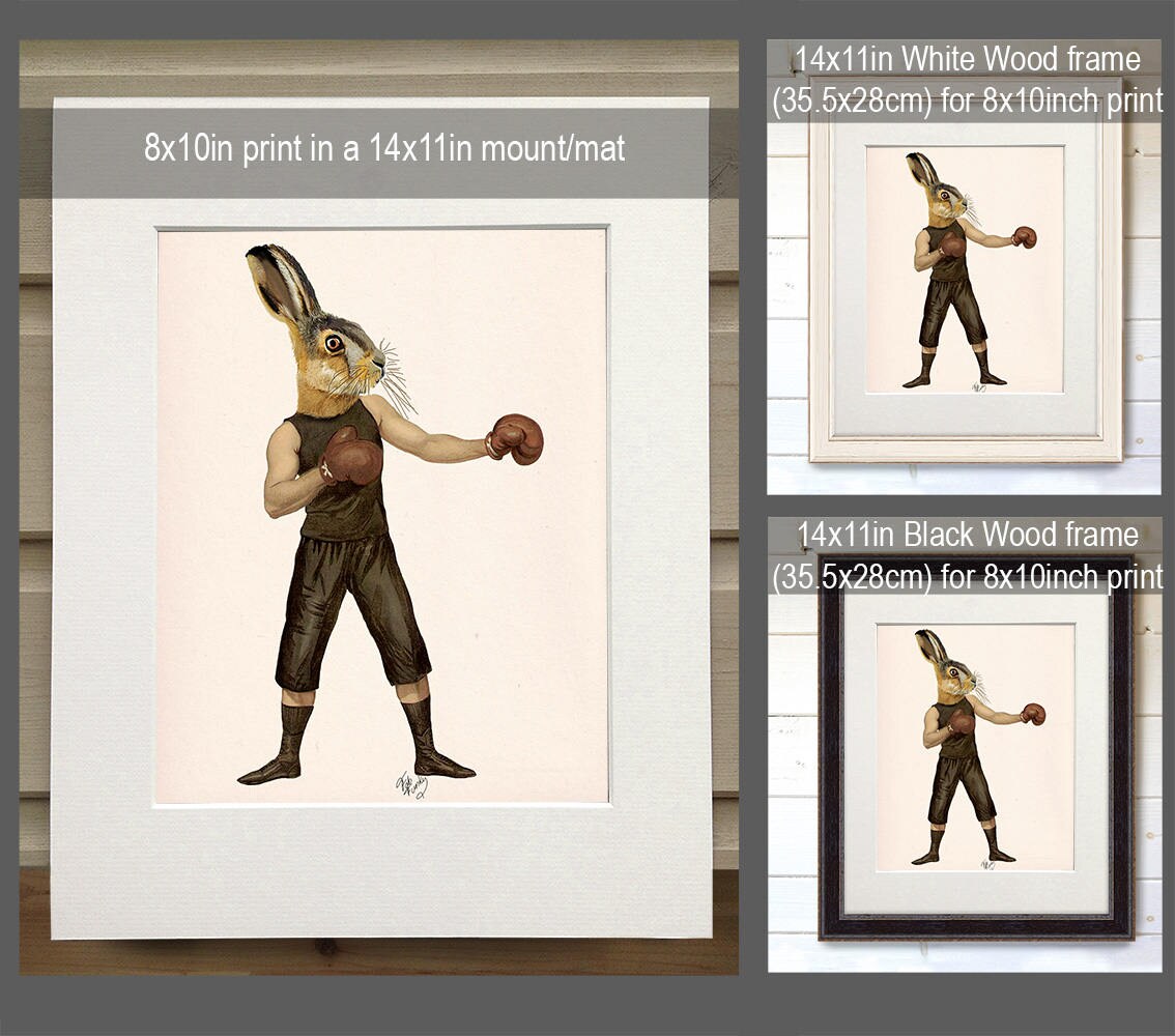 Boxing Hare Print Woodland Wall Art Gift for Men Gift for | Etsy