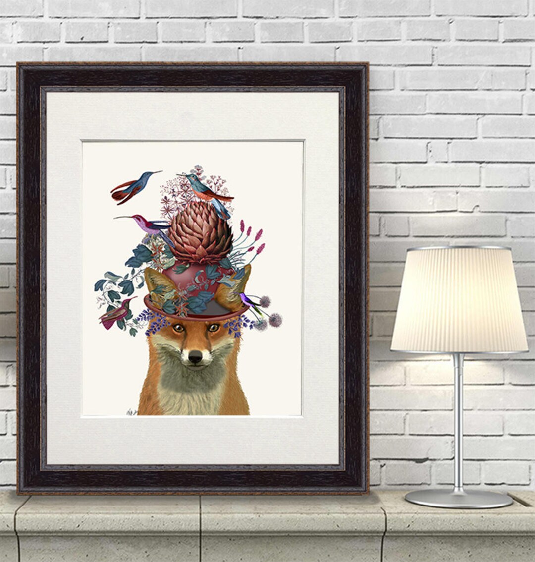 Fox Woodland Art Fox Bird Keeper With Artichoke Fox Animal Wall Art Fox ...