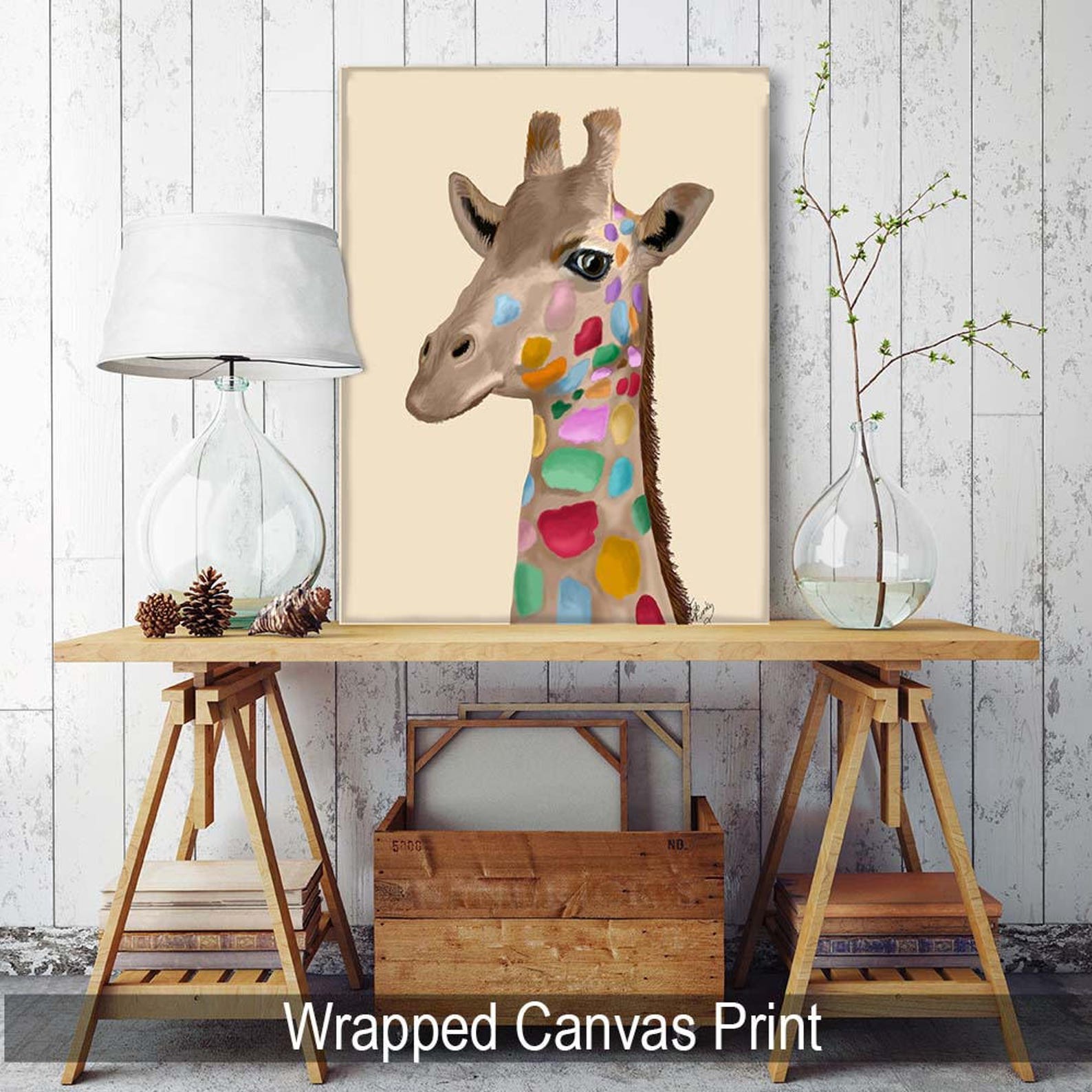 Multicolored Giraffe Print Animal Painting Giraffe - Etsy