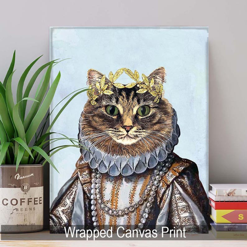 Tabby Cat Art Print Cat Queen Royal Cat Tabby Cat Print Etsy