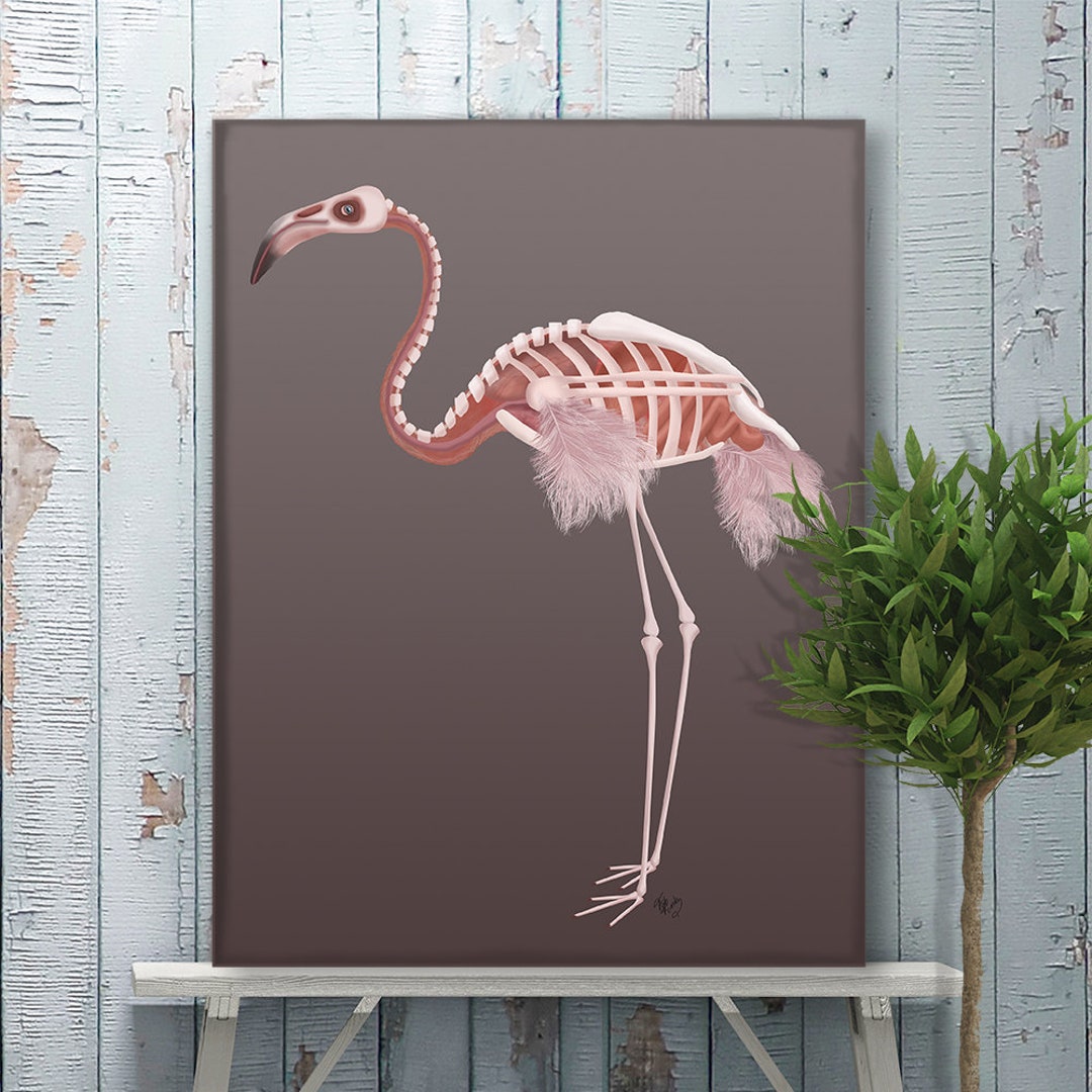 Strange Painting - Flamingo Skeleton - Gothic Decor Weird Art Surreal ...