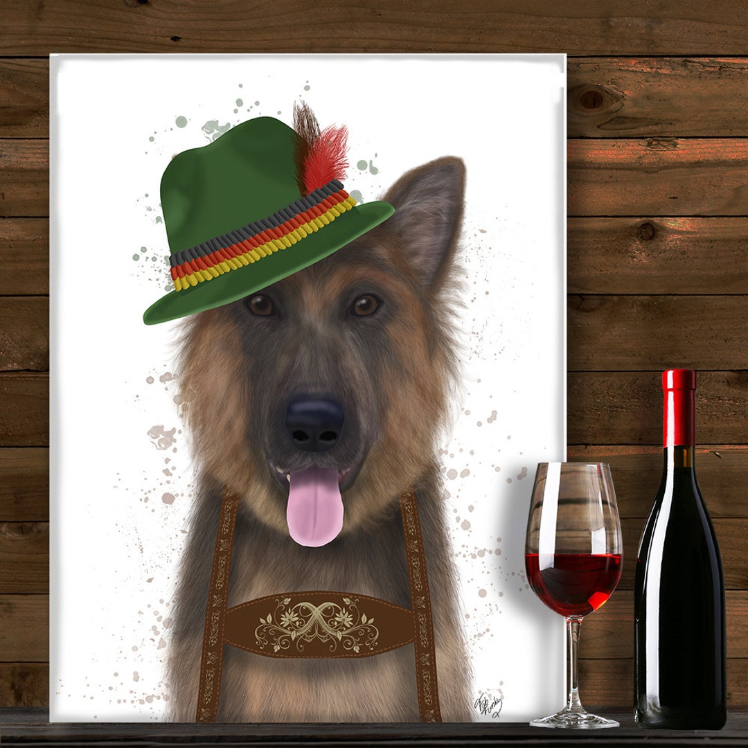 German Shepherd Lederhosen Gsd Bavaria Austraia Germany Folk Decor ...