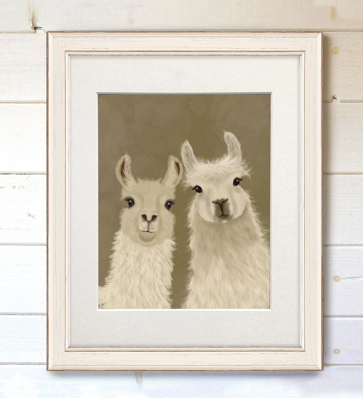 Llama art Llama duo looking at you cute llama print gift | Etsy
