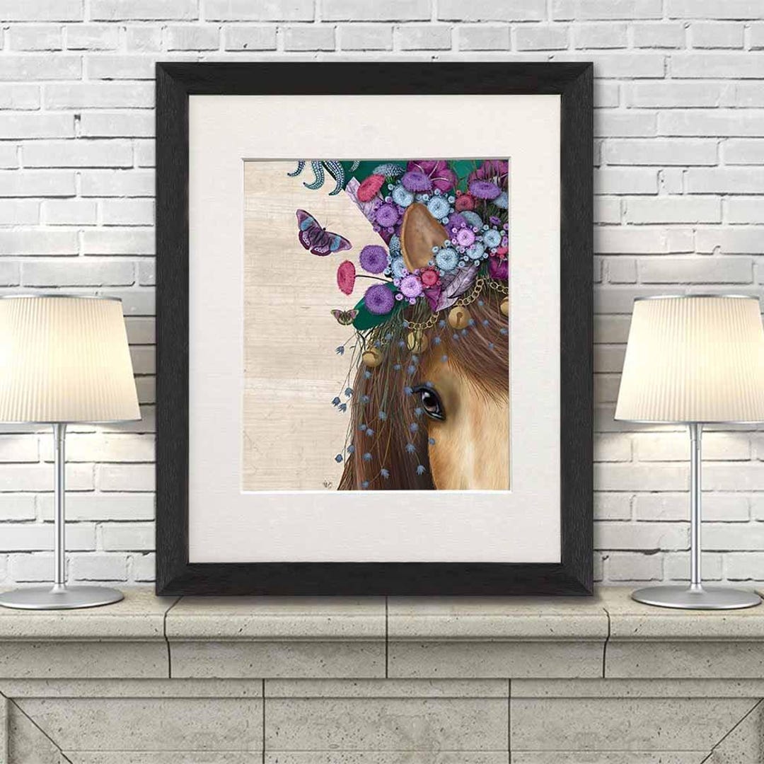 Floral Mad Hatter Horse Art Print: Whimsical Animal Portrait - Etsy