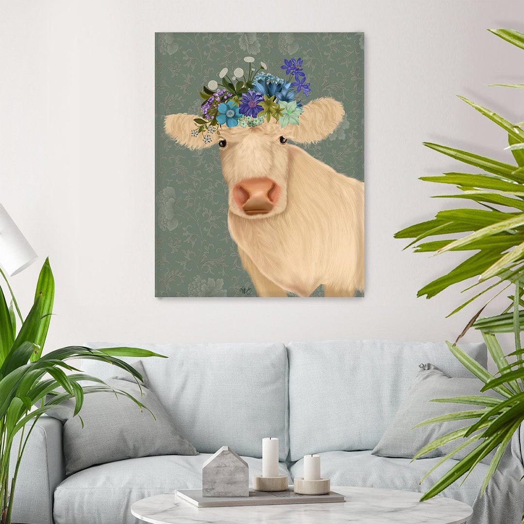 Boho Wall Art Decor - Cow Cream Bohemian 2 - Rustic Boho Decor Bohemian ...