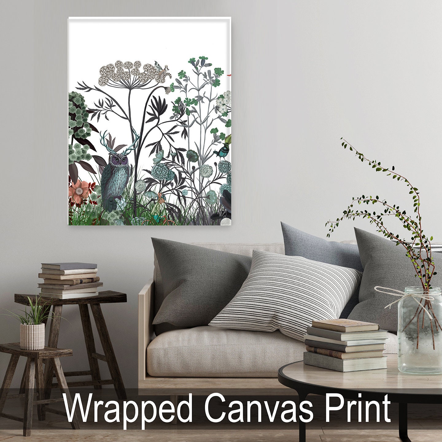 Owl Room Decor Wildflower Bloom Owl Print Owl Painting | Etsy