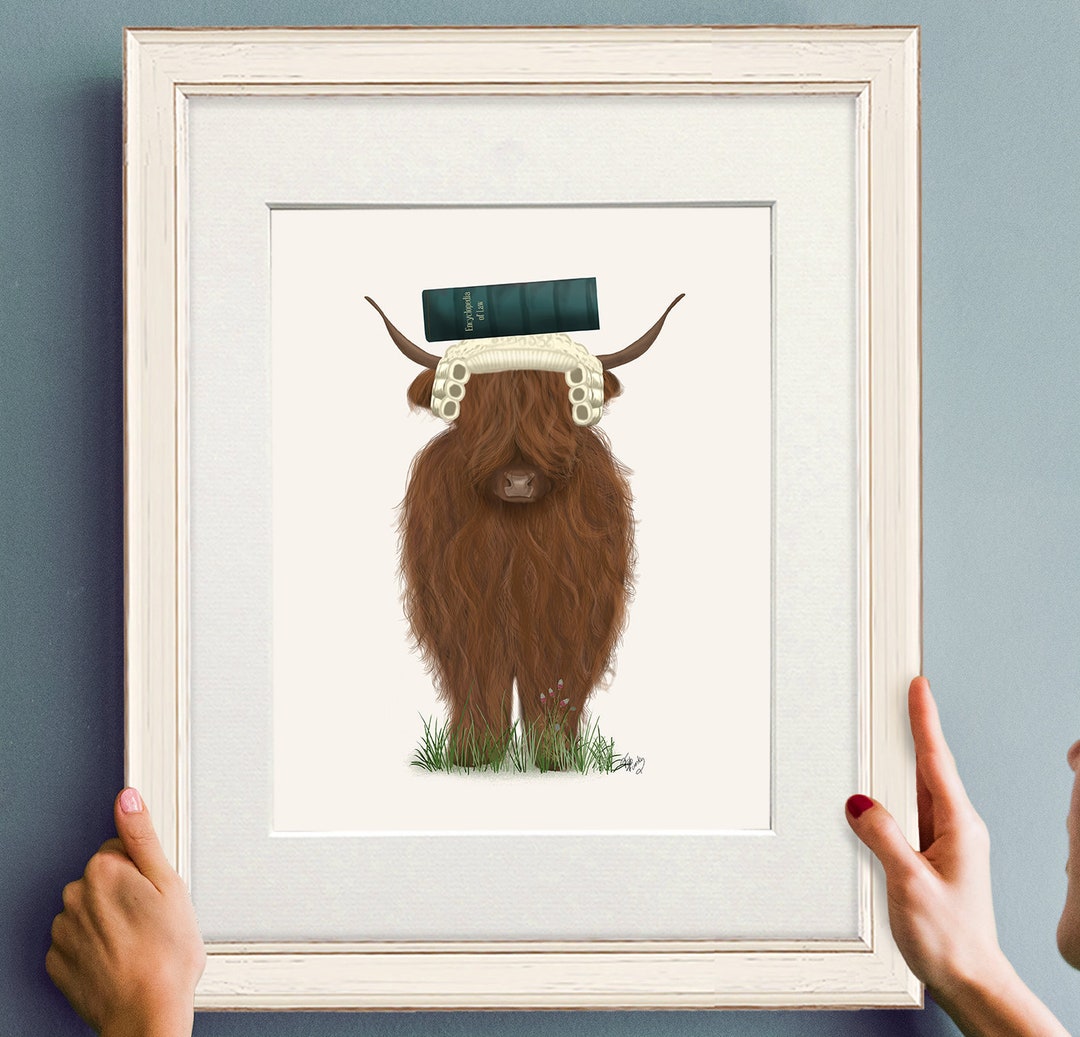 Cow Gift Idea Highland Cow Lawyer Yak Print Highland Cattle Art Funny ...