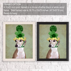 Greyhound Print Green Hat Poster Dog Illustration Dog Picture Dog Gift ...