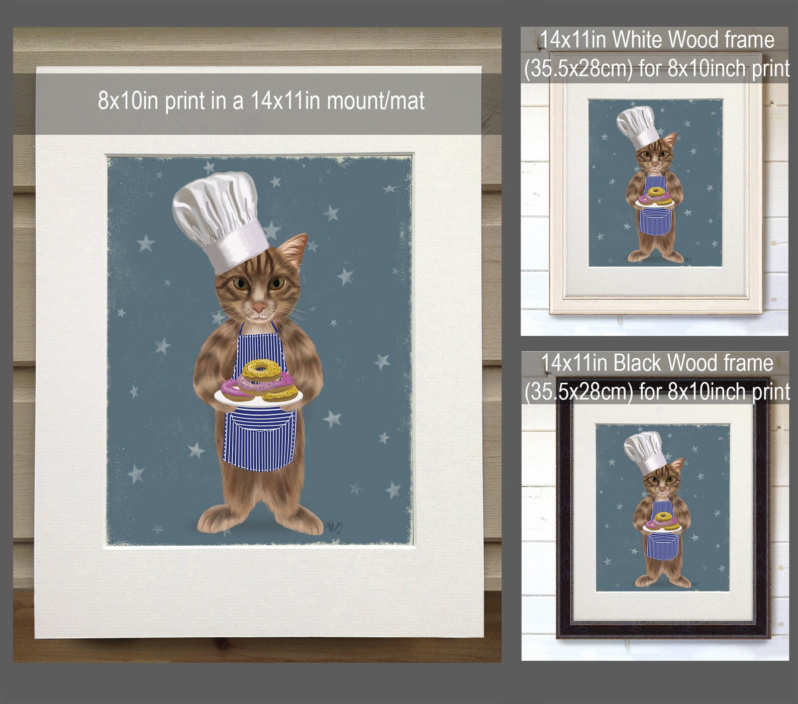 Cat Art Print Cute Picture of a Tabby Cat Chef With a Plate - Etsy