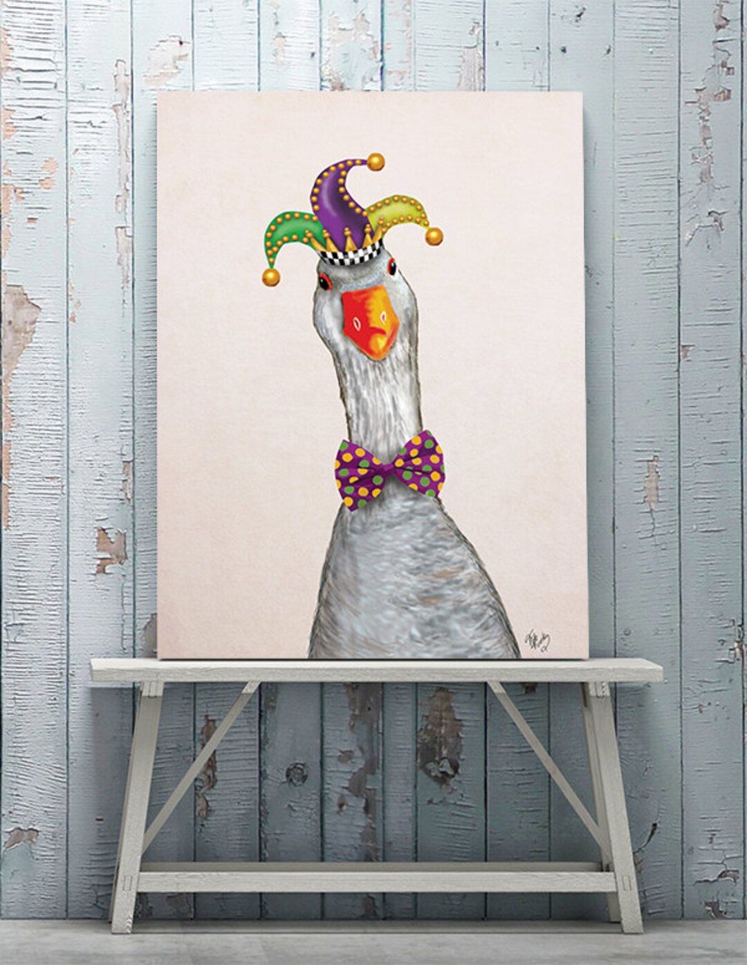 Goose in Jester Hat - Goose Print Funny Animal Art Funny Print Cute ...