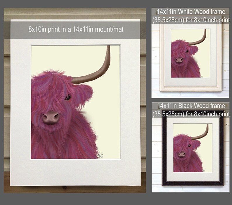 Cow Poster Art Highland Cow Pink Close up Modern Yak Print - Etsy