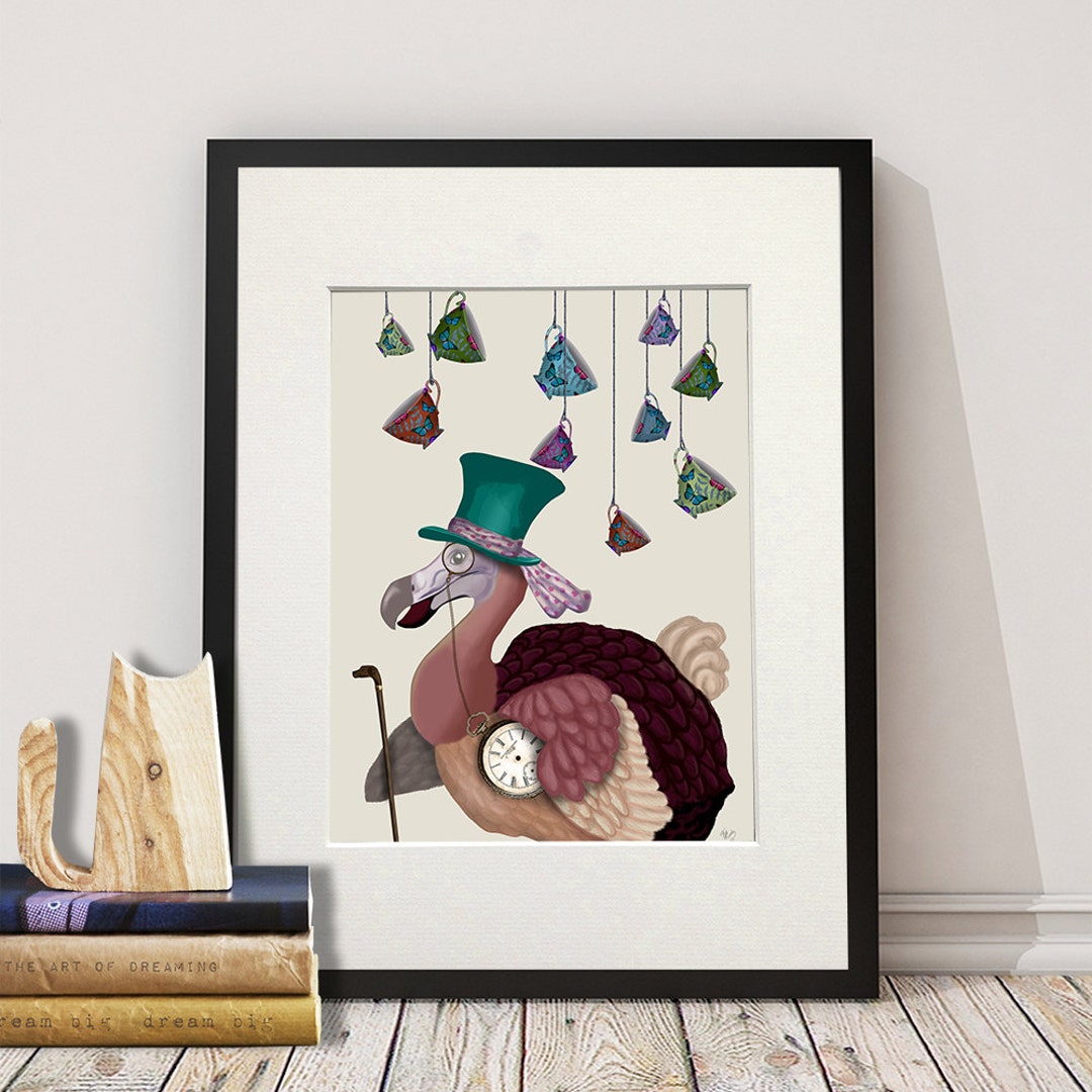 Alice in Wonderland Print - Dodo and Teacups - Dodo Bird Print Dodo ...