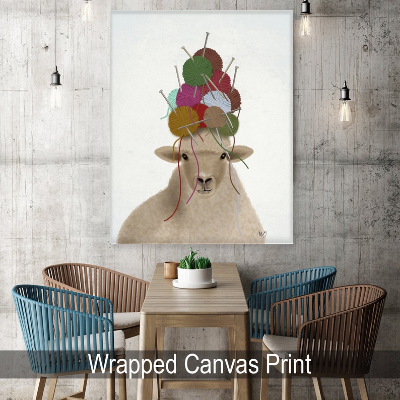Sheep Print Art Sheep With Wool Hat Portrait Lamb Print - Etsy