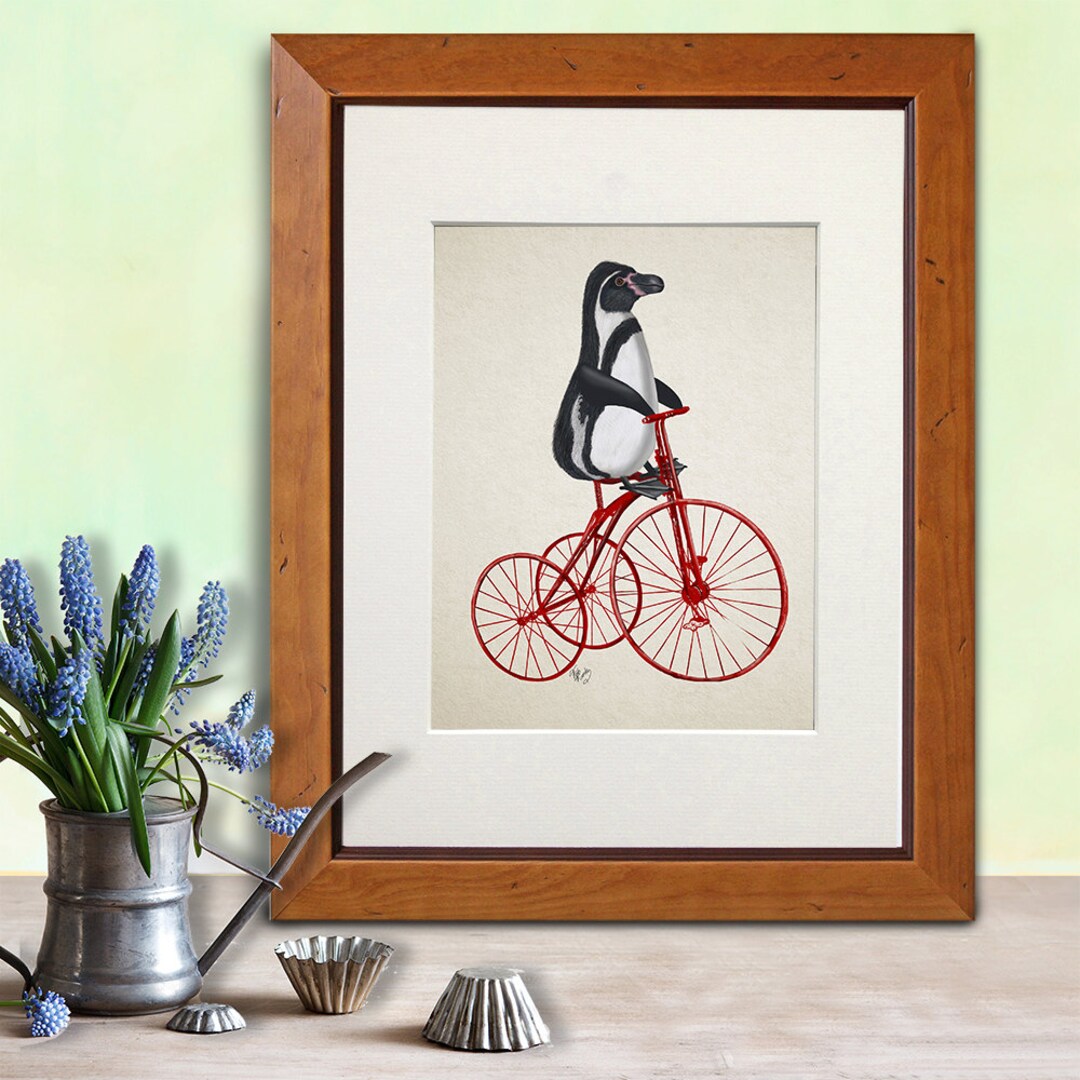 Penguin Nursery Art - Penguin on Bicycle Print - Modern Nursery Art for ...