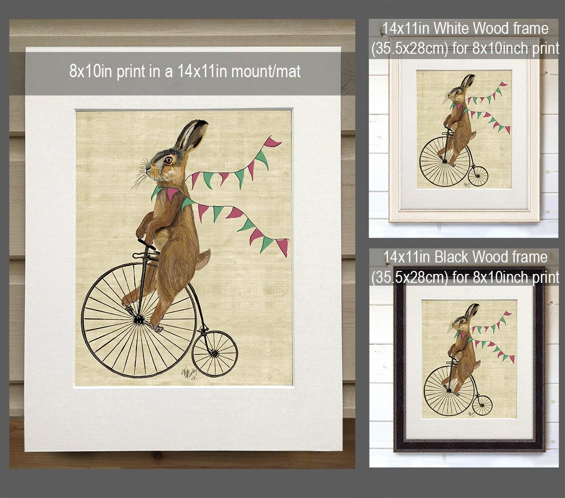 Rabbit Art - Rabbit Penny Farthing - Rabbit Wall Art Bunny Illustration ...