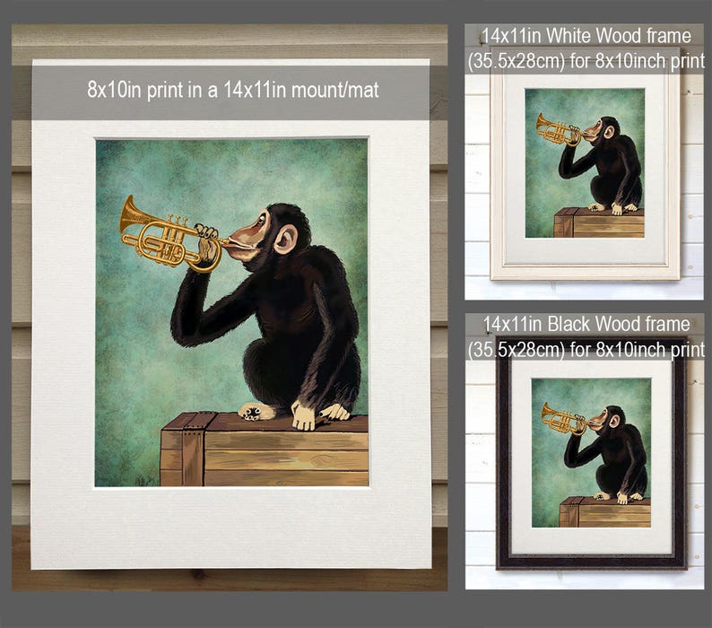 Monkey Print Monkey Playing Trumpet Monkey Art Modern - Etsy