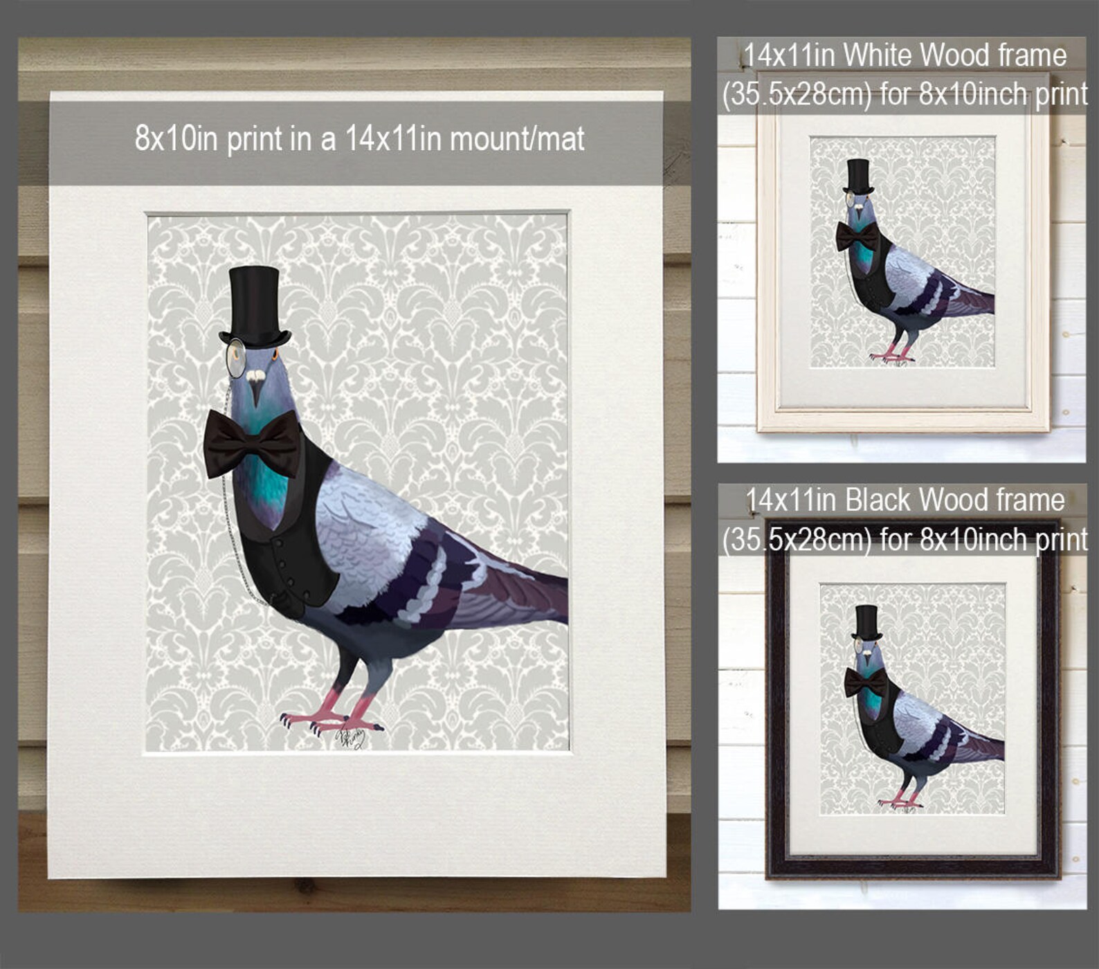 Art Print Pigeon Top Hat Pigeon Illustration Poster Acrylic | Etsy