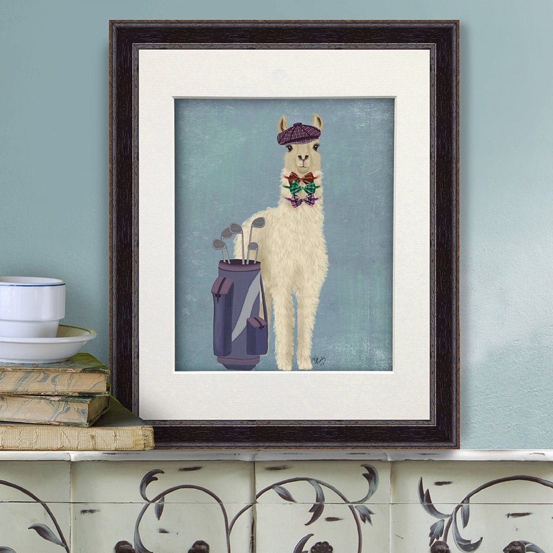 Gift for Golfer, Llama Golfing, Funny Golf Gift, Llama Print, Llama Art ...
