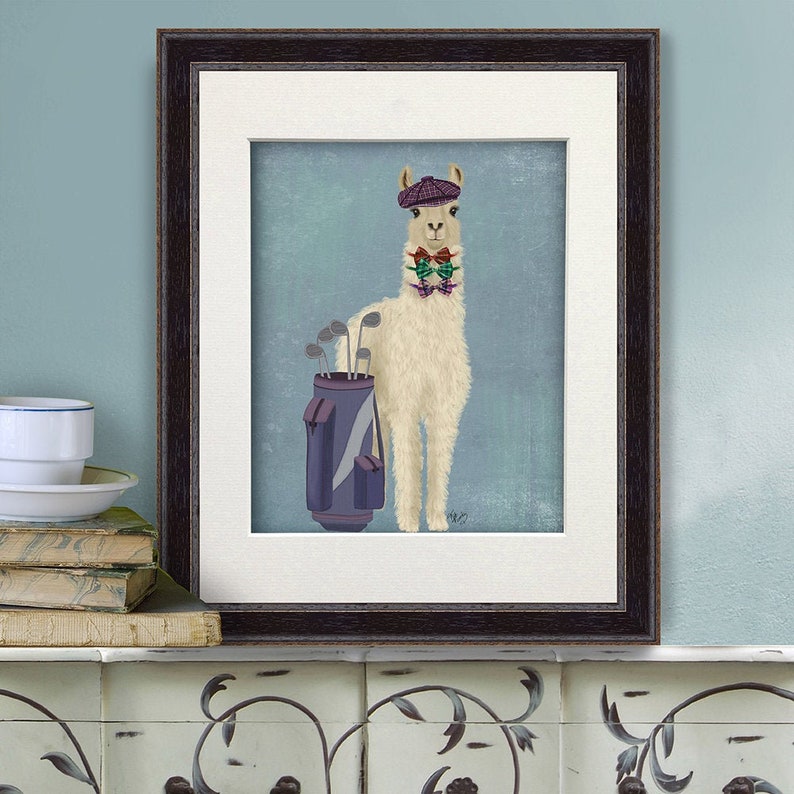 Gift for Golfer Llama Golfing Funny Golf Gift Llama Print | Etsy