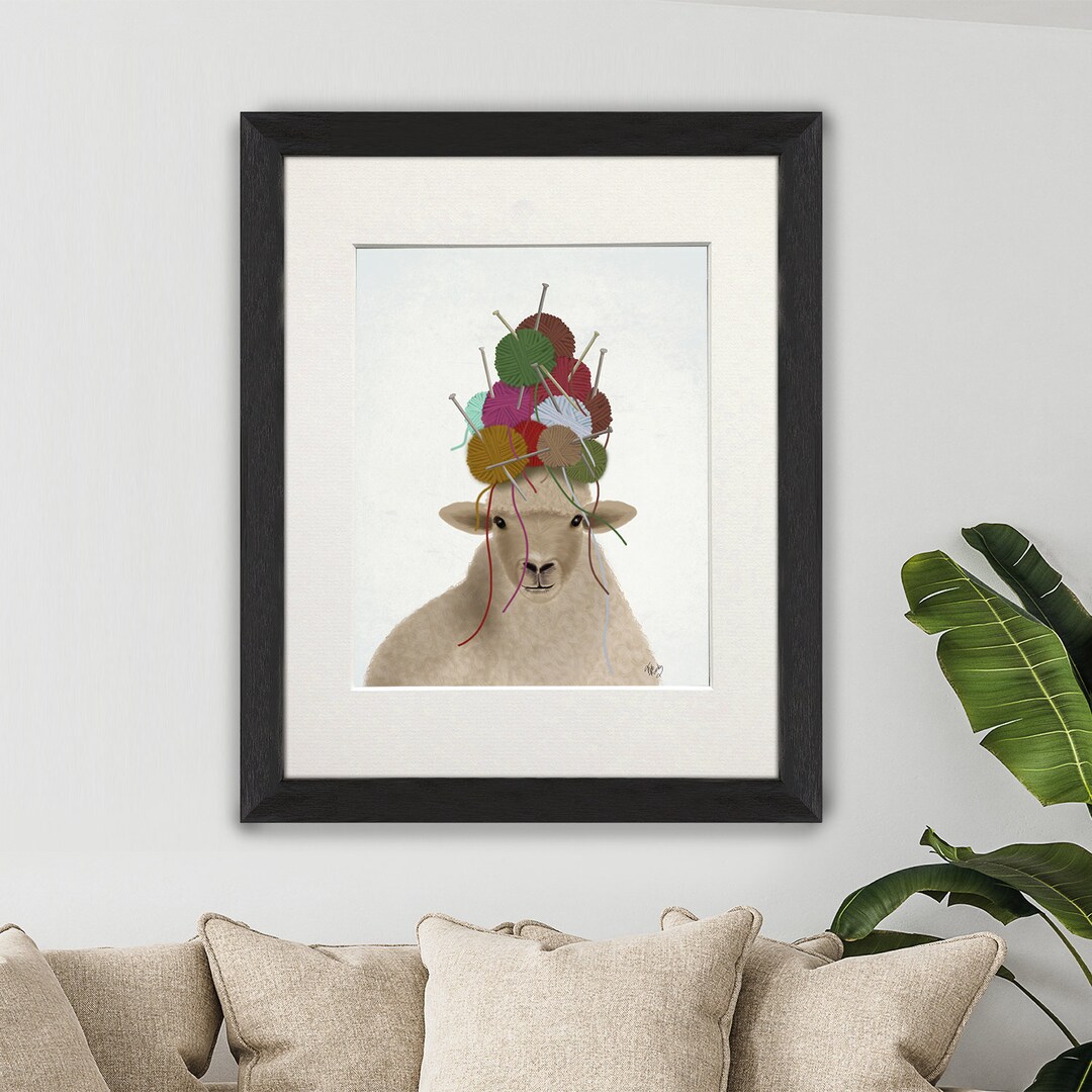 Sheep Print Art - Sheep With Wool Hat Portrait - Lamb Print Sheep Decor ...