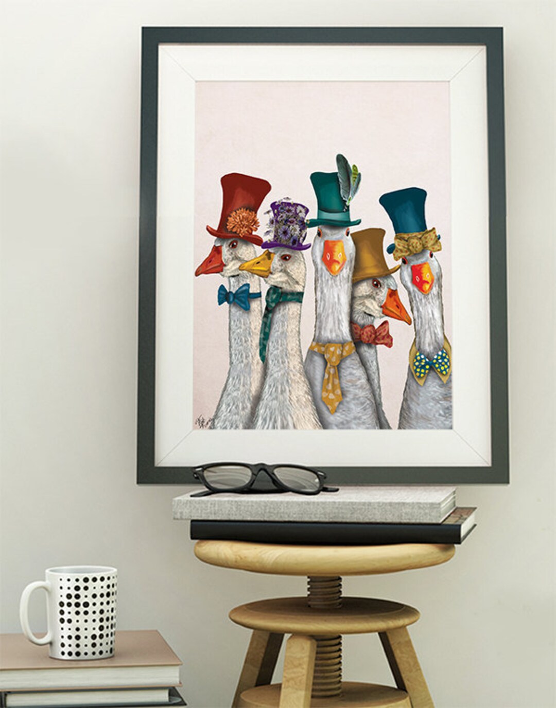 Silly Goose in Silly Hats - Gaggle of Geese Art Print Modern Nursery ...