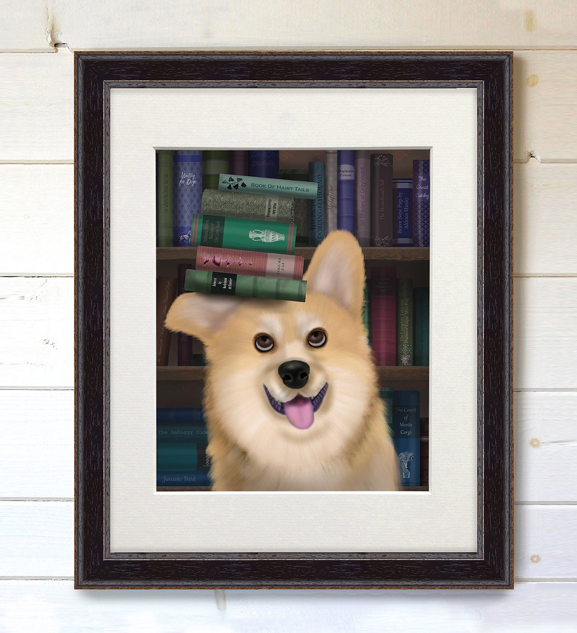 Corgi dog lover Corgi with books Corgi poster Corgi canvas | Etsy