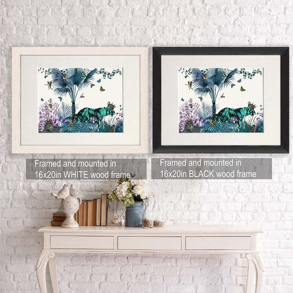 Blue Tiger Print Colourful Wall Art Tiger Picture Tiger Art | Etsy