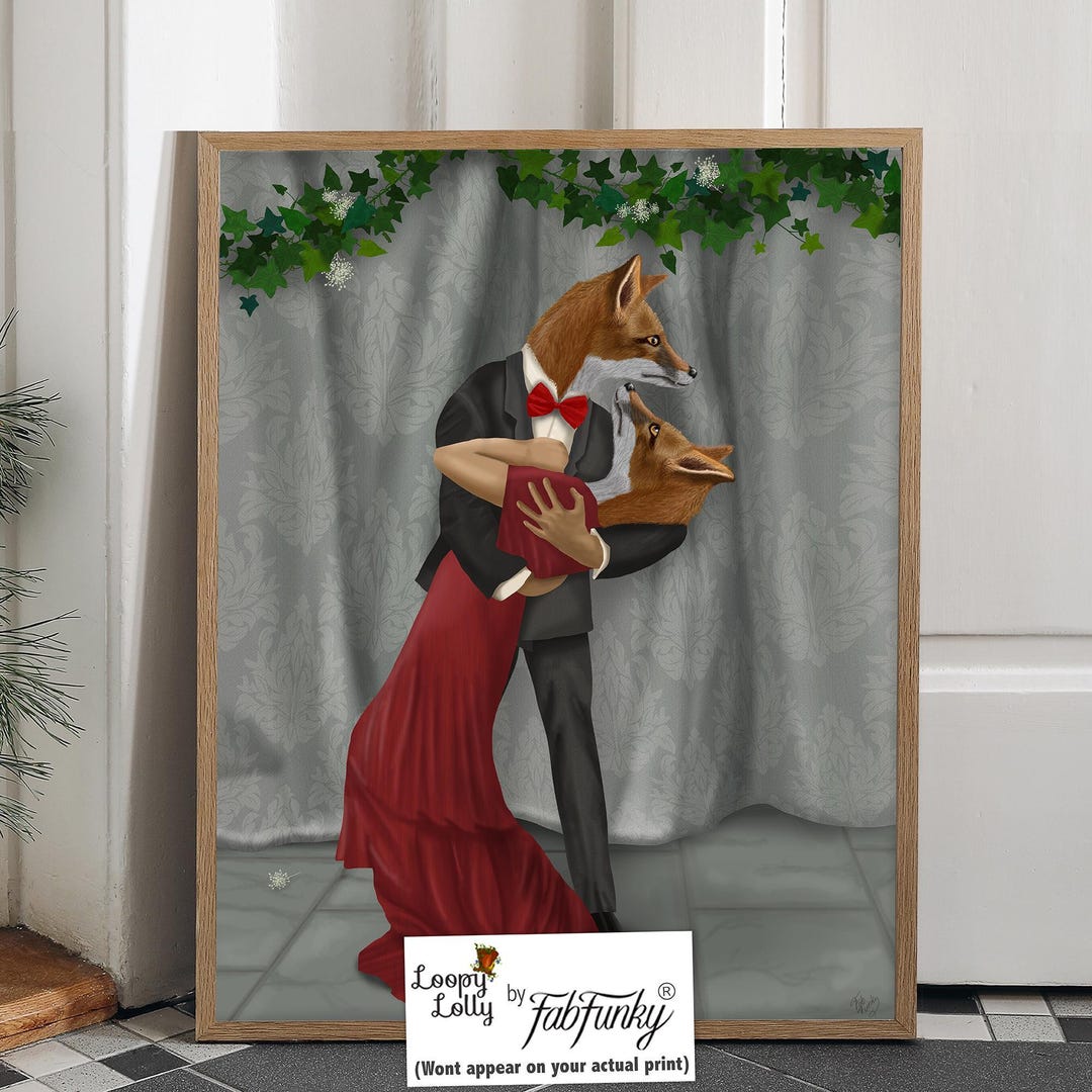 Fox Art Print, Fox Couple - Beautiful Romantic Dancers Couple Gift ...