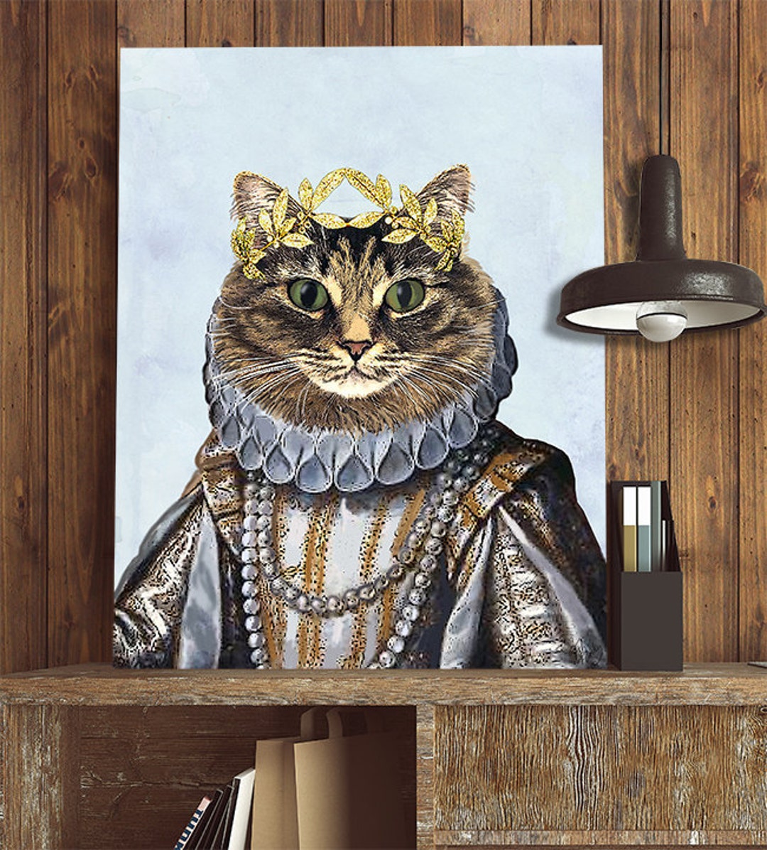 Tabby Cat Art Print - Cat Queen - Royal Cat Tabby Cat Print Gift for ...