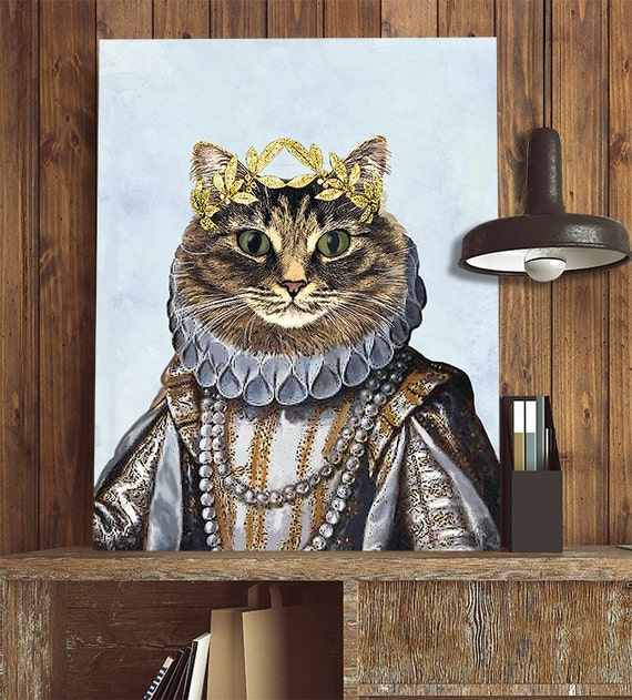 Tabby Cat Art Print Cat Queen Royal Cat Tabby Cat Print - Etsy