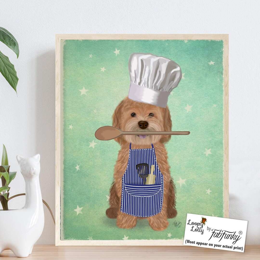 Cockapoo Chef Dog Art Print, Great Kitchen Wall Art Decor - Etsy