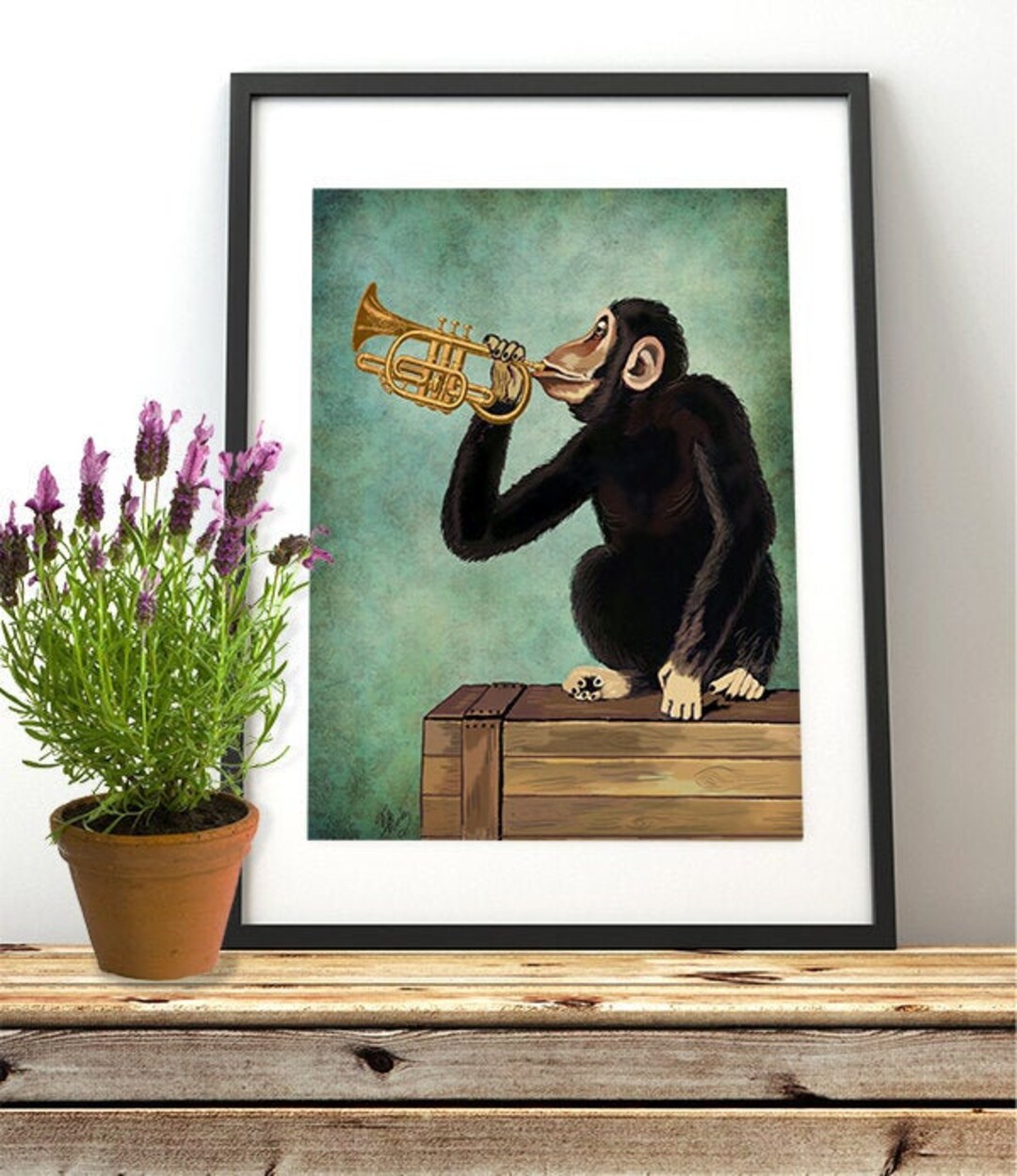 Monkey Print - Monkey Playing Trumpet - Monkey Art Modern Nursery ...