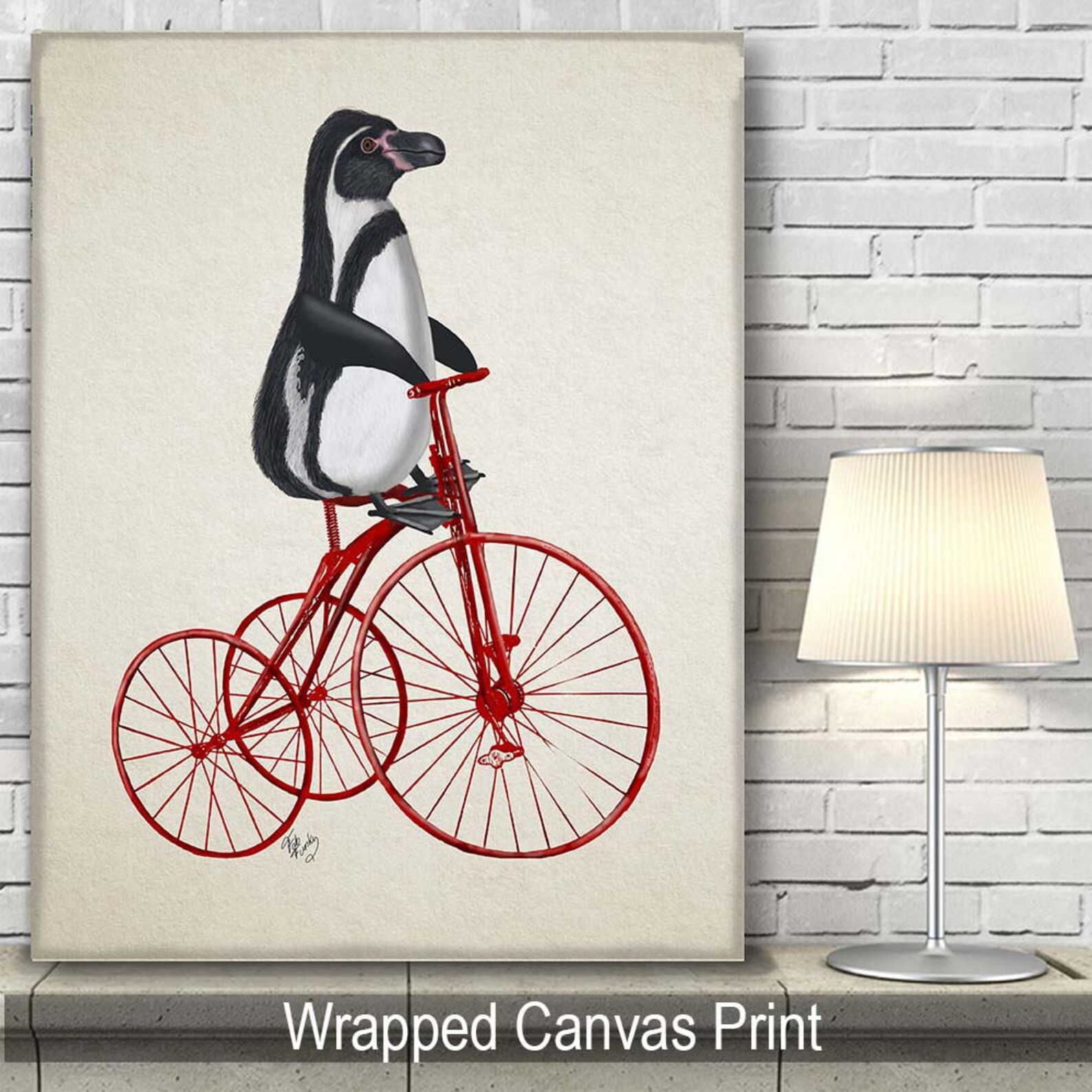 Cute Penguin Wall Art Penguin on Bicycle Penguin Gift | Etsy