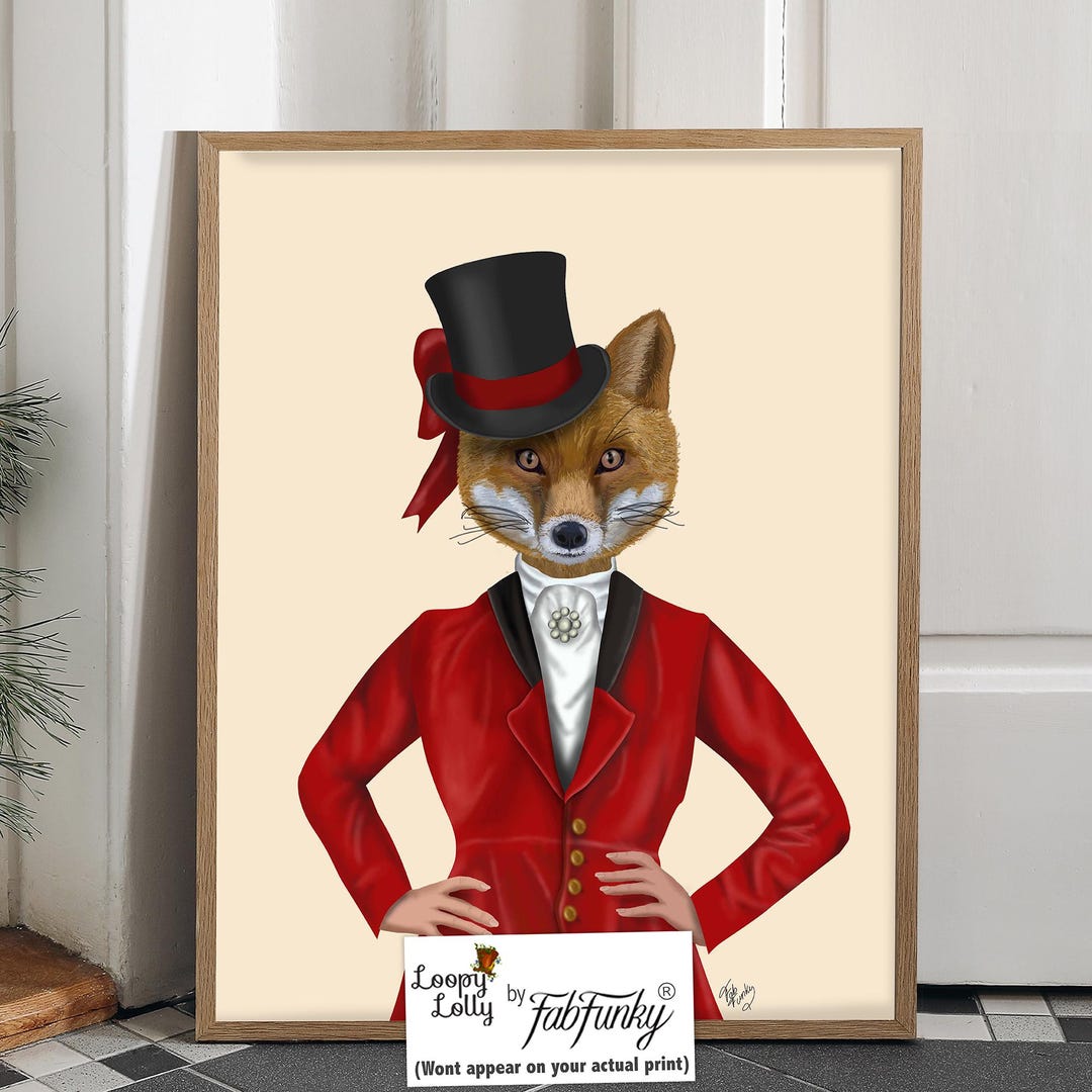 Lady Fox Hunter Portrait - Female Fox Print Vixen Fox Painting Fox Gift ...