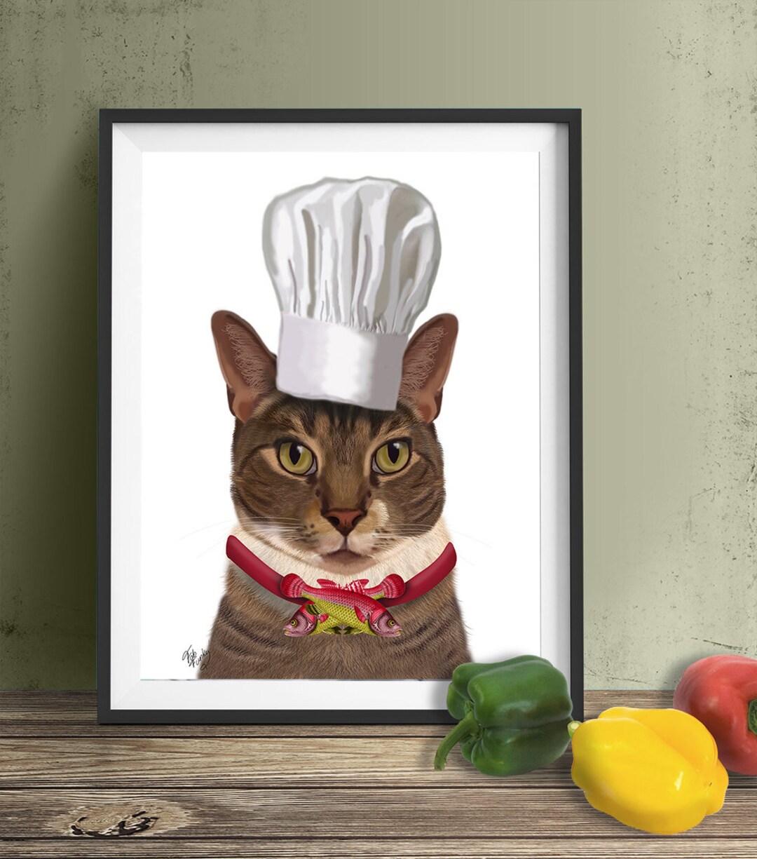 Kitchen Print - Cat Chef - Kitchen Art Kitchen Decor Gift for Chef Gift ...