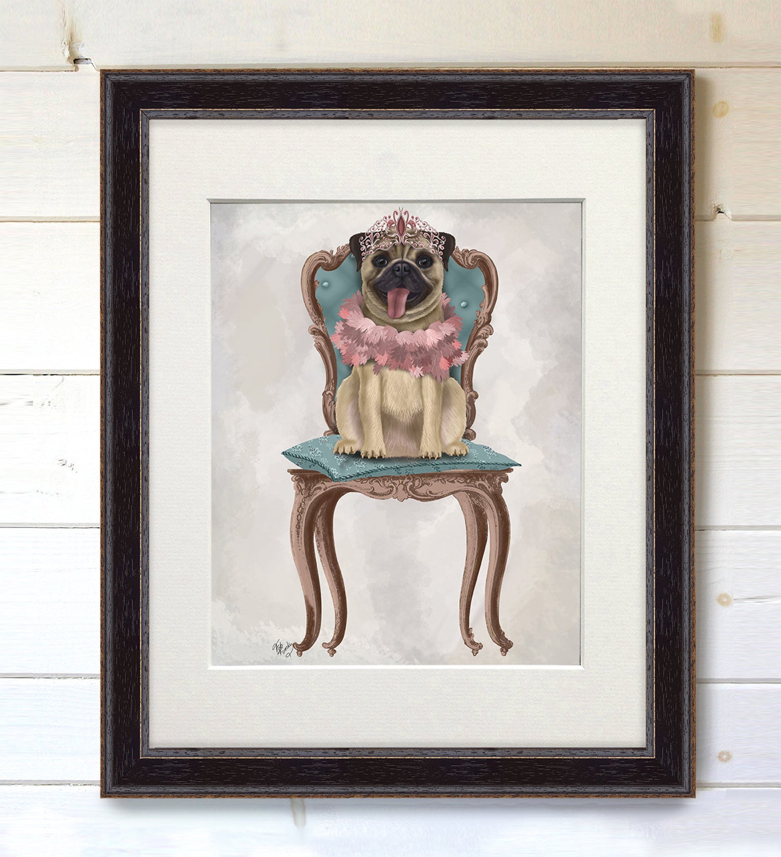 Pug Print Art Pug Princess on Chair Pug Wall Art Print Pug - Etsy