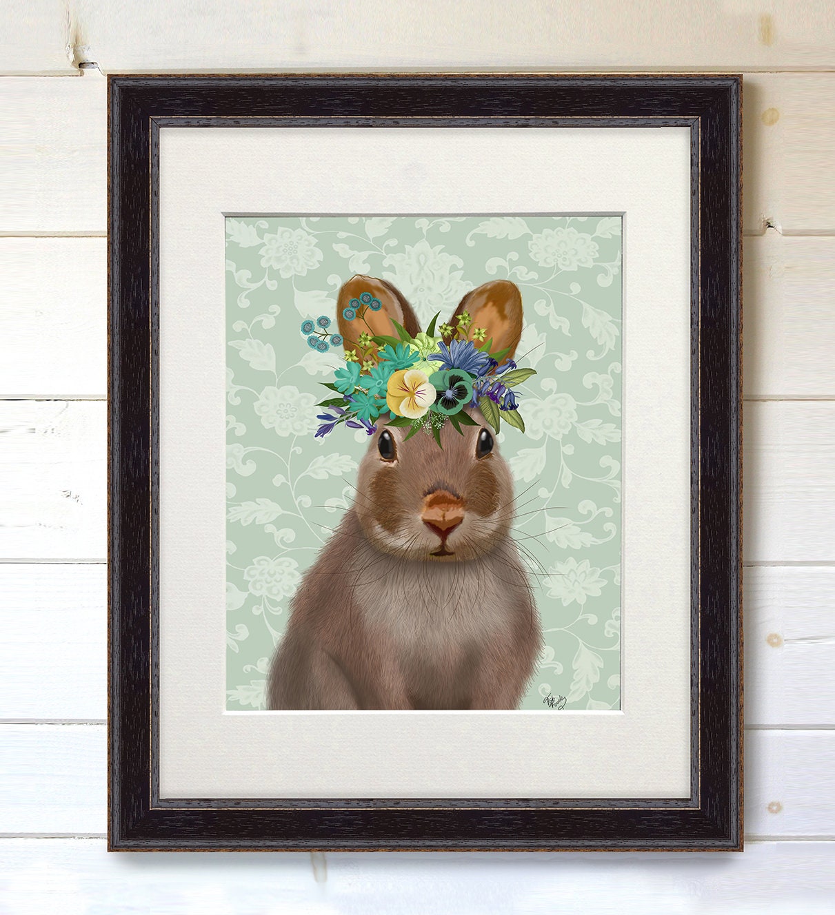 Rabbit art print Rabbit bohemian Rabbit painting Woodland | Etsy