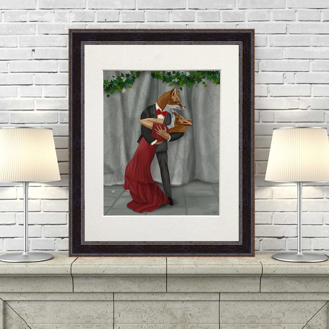 Fox Decor Foxes Romantic Dancers Fox Woodland Art Wall Art - Etsy