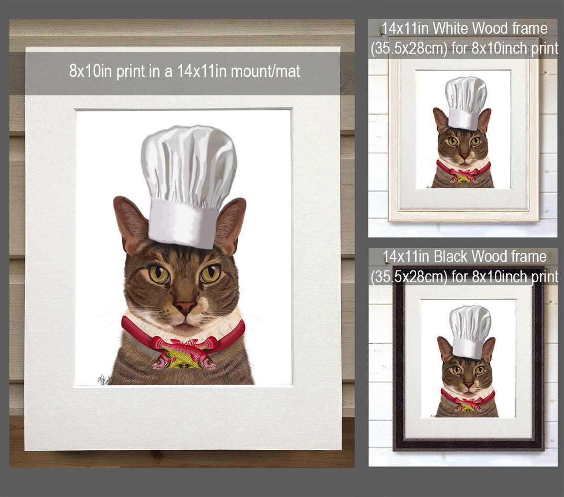 Kitchen print Cat chef kitchen art kitchen decor gift for | Etsy
