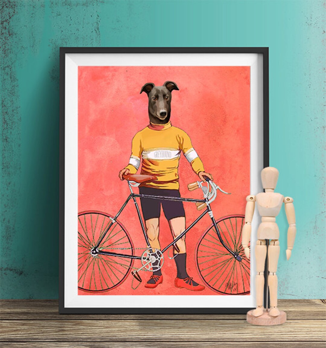 Greyhound Dog on Bike Art Print Wall Art Wall Decor Wall - Etsy