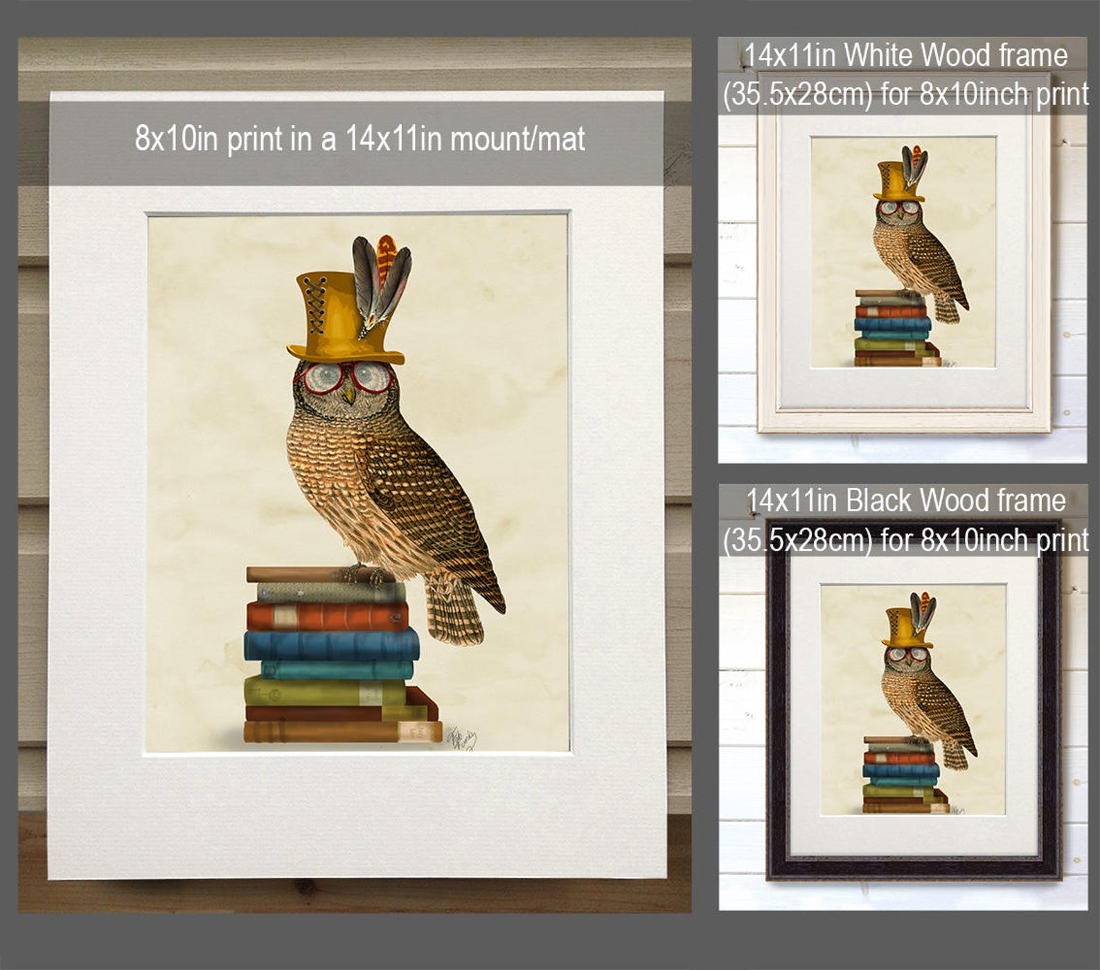 Owl Art Owl on Books Owl Nursery Art for Kids Room Decor - Etsy