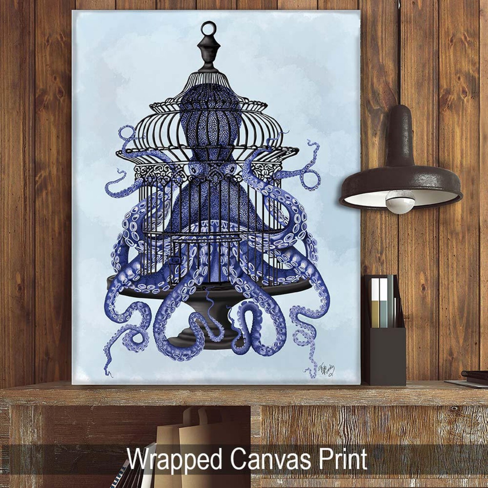 Octopus Tentacle Octopus in Cage Blue Kitchen Decor | Etsy