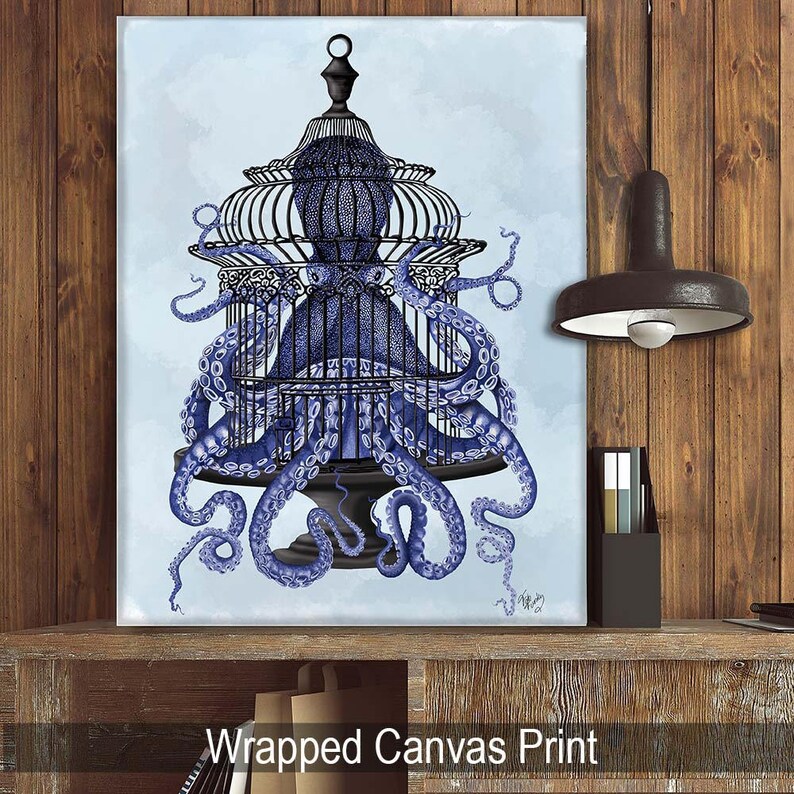 Octopus Tentacle Octopus in Cage Blue Kitchen Decor | Etsy