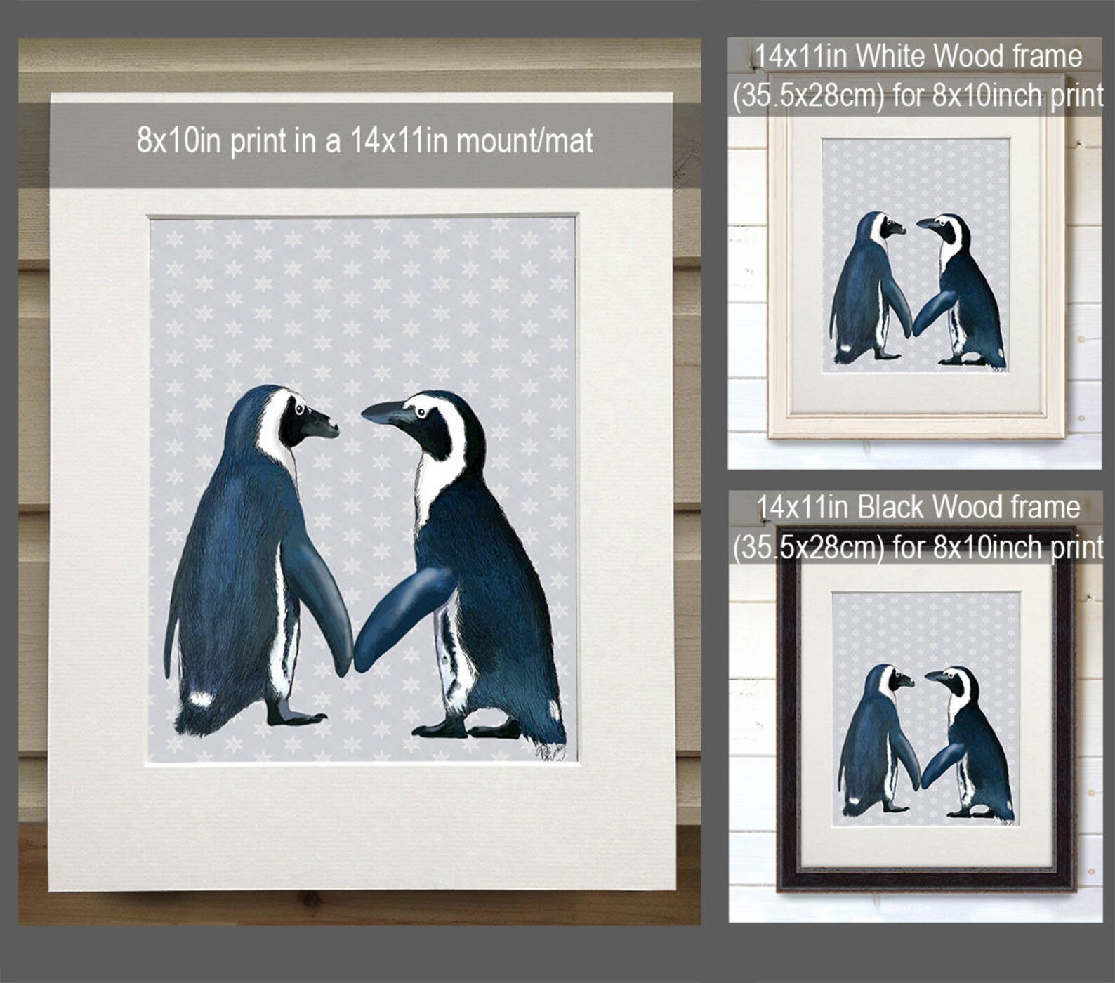 Penguins in Love Portrait Art Print Illustration Poster | Etsy