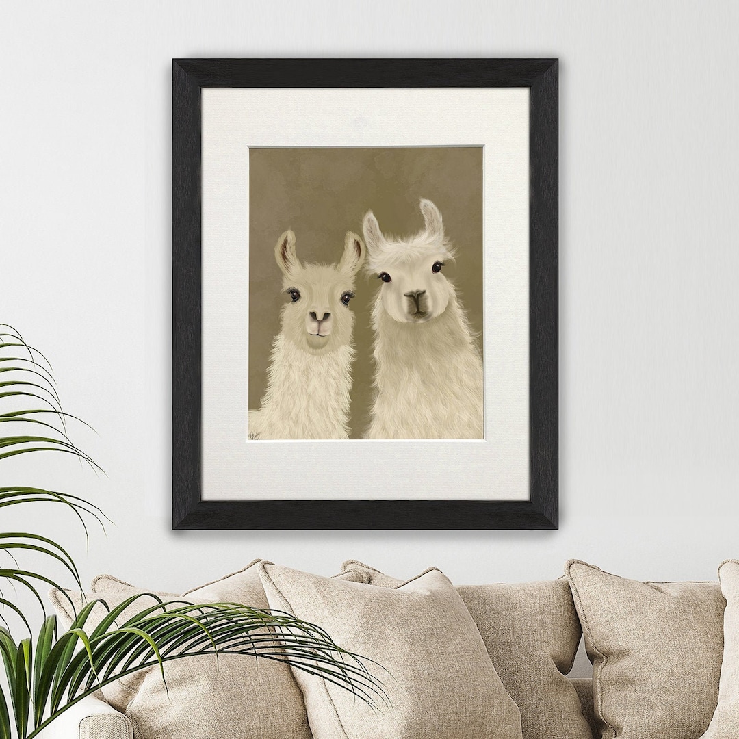 Llama Art, Llama Duo Looking at You, Cute Llama Print, Gift for Couple ...